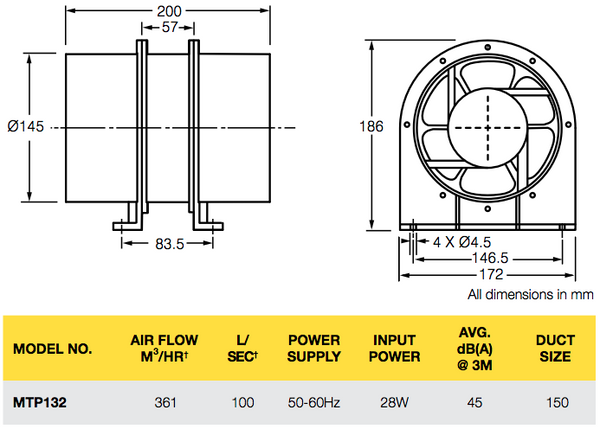 Extractor Fan Minitube 150mm Duct Size - LED Light Warehouse